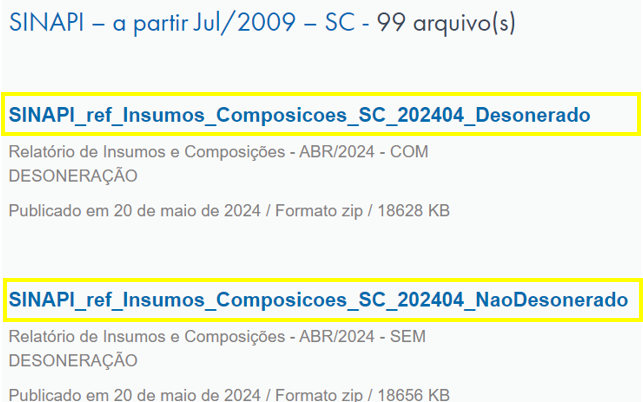 Baixar tabela SINAPI - Passo a passo