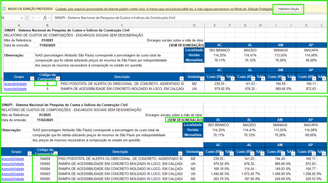 Baixar tabela SINAPI - Passo a passo