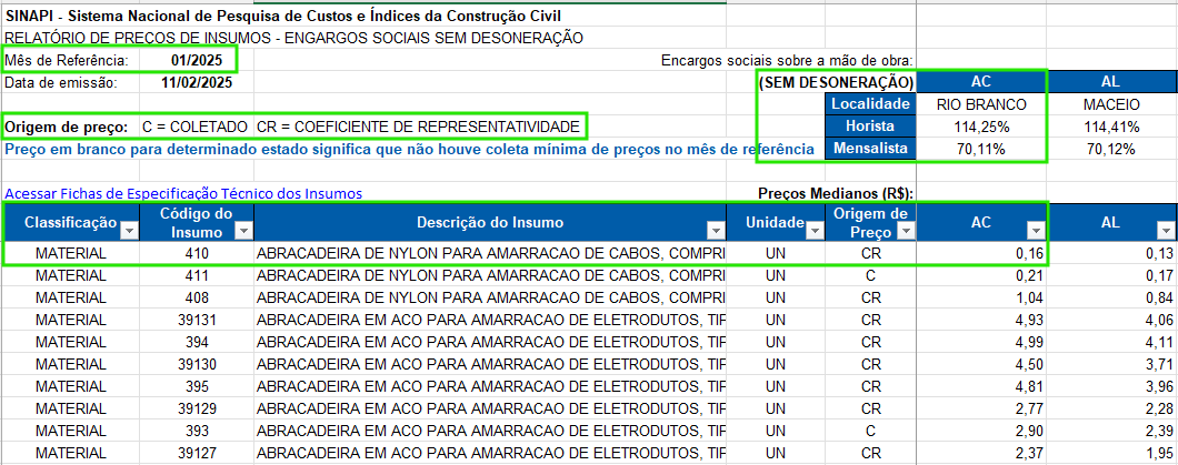 Baixar tabela SINAPI - Passo a passo